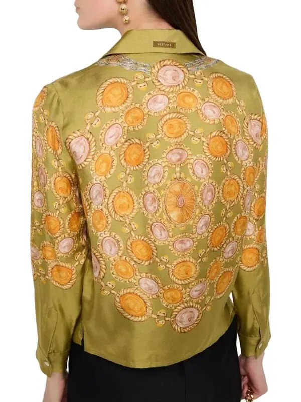 Versace Printed Silk Twill Shirt - Chartreuse