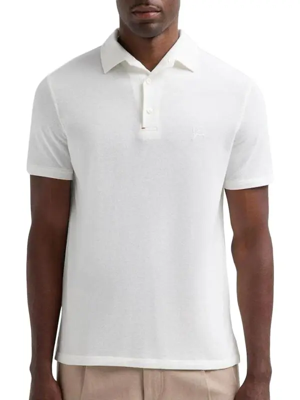 Isaia Apos;s Cotton Piqué Polo Shirt - Open White