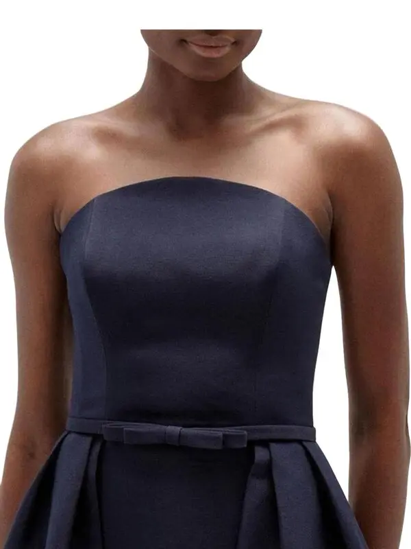Amsale Strapless Flared Long Gown - Navy