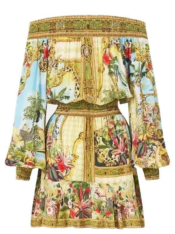 Camilla Empire Print Silk Mini Dress - Wanderlust