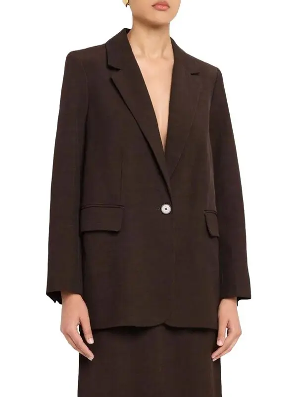 Co Oversized Single-breasted Blazer Jacket - Chocolate