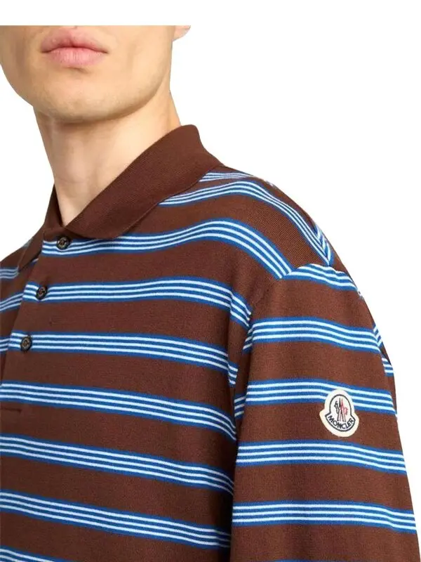 Moncler Apos;s Cotton Knit Triple-stripe Polo Shirt - Multi