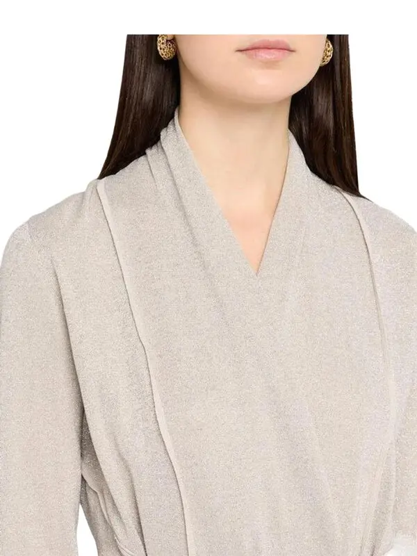 Kobi Halperin Tate Wrap-front Shimmer Knit Sweater - Silver