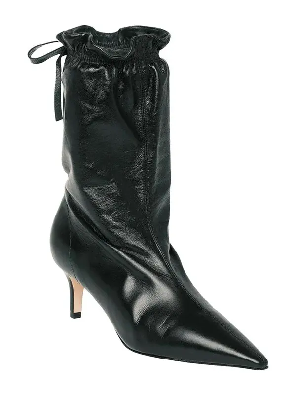 Cinq À Sept 60mm Alex Scrunched Crinkled Leather Mid-calf Boots - Black