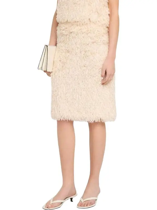 TOTEME Feathered Jersey Knee-length Skirt - Eggshell