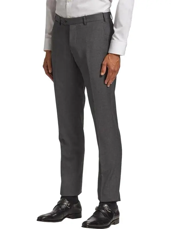 Emporio Armani Basic Flat-front Wool Trousers - Solid Ligh