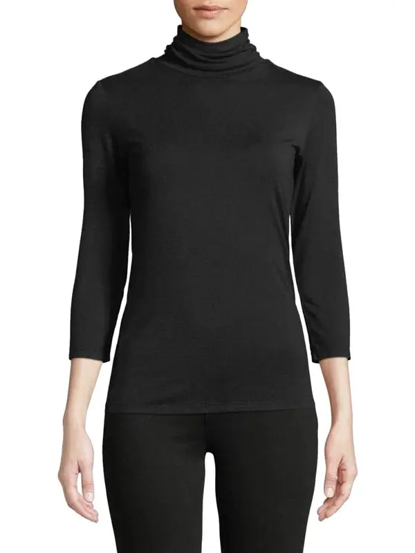 L & APOS;AGENCE Aja 3/4-sleeve Turtleneck Top - Black