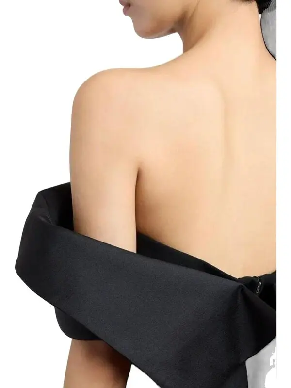 JIL SANDER Off-the-shoulder Silk-wool Midi Dress - Black