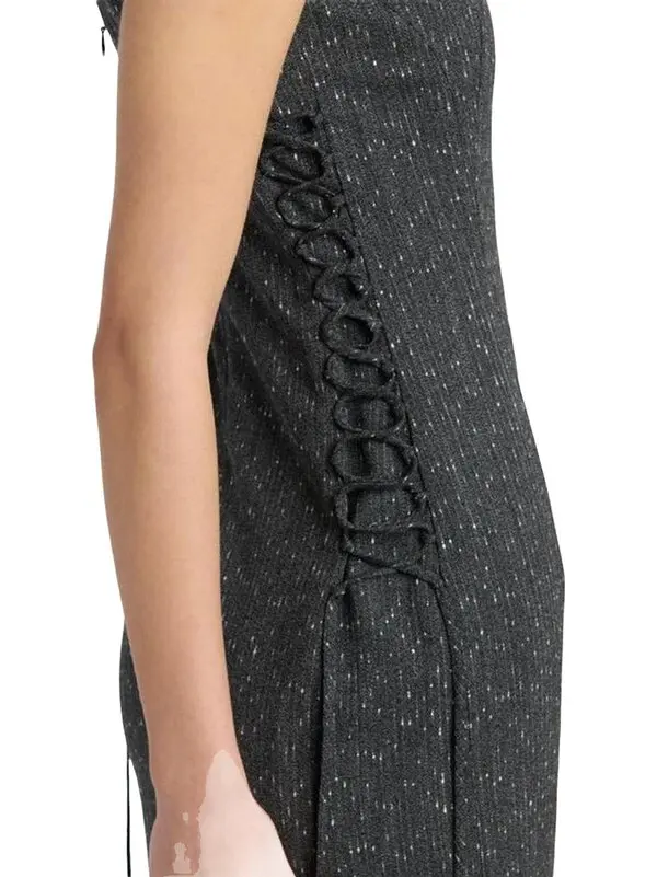 Alexander McQueen Sleeveless Laced Sheath Dress - Grey