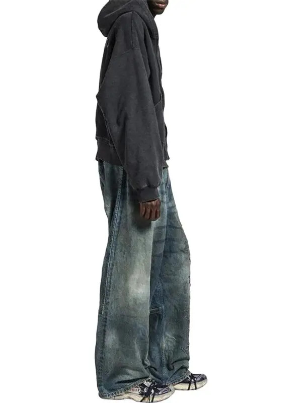 Balenciaga Apos;s Minimal Gothic Denim Baggy Wide-leg Pants - Mousemouse
