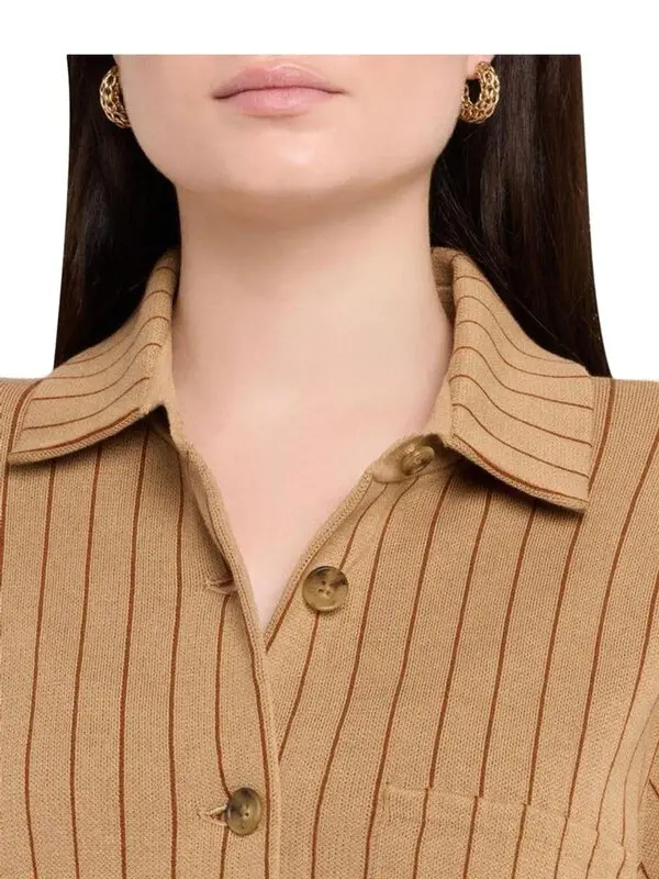 Guest In Residence Pinstripe Work Shirt - Camel/burn