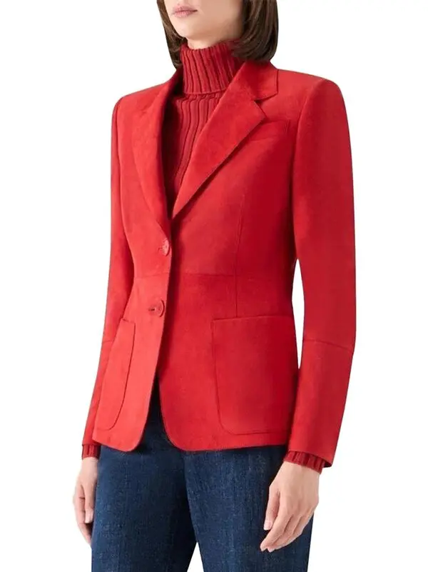 Akris Suede Single-breasted Blazer - Rusty Red