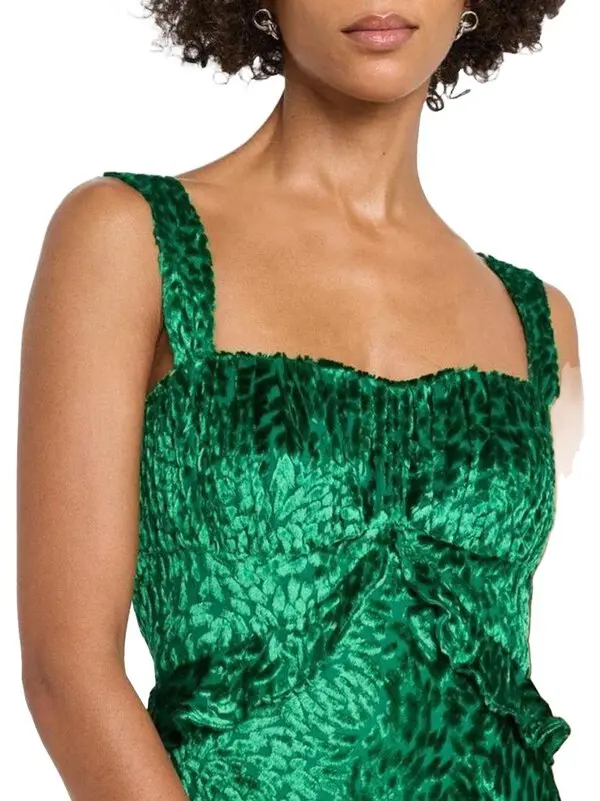 Saloni Chandra Floral Ruffled Gown - Emerald Gr