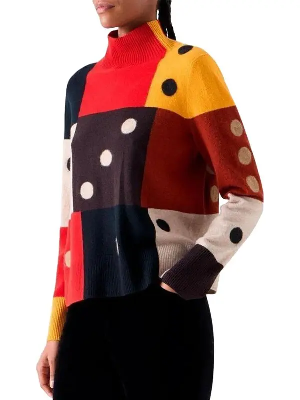 Akris Dice Intarsia Colorblock Wool-cashmere Sweater - Multicolor