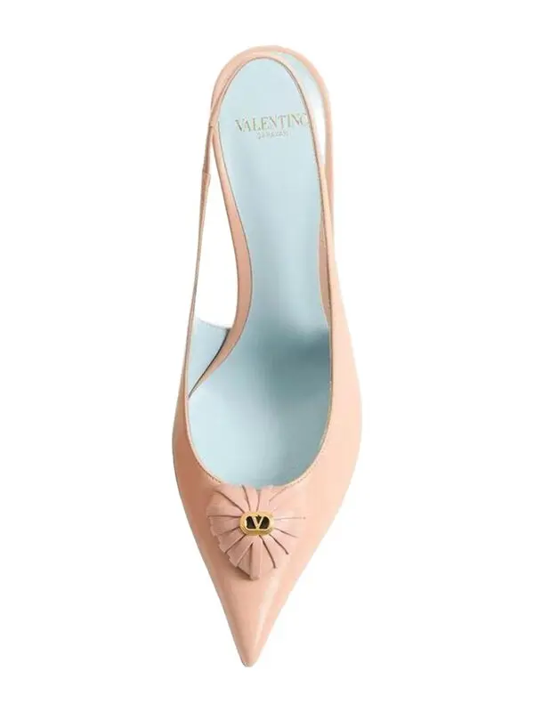 Valentino Garavani 100mm Coeur Royal Leather Slingback Pumps - Light Phar
