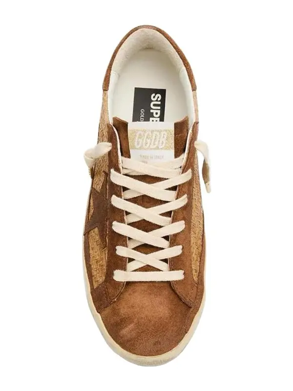 GOLDEN GOOSE Super-star Raffia And Suede Low-top Sneakers - Beige/brown