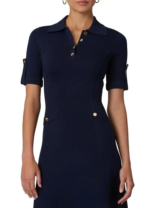 Shoshanna Saylor Button-embellished Knit Midi Dress - Navy