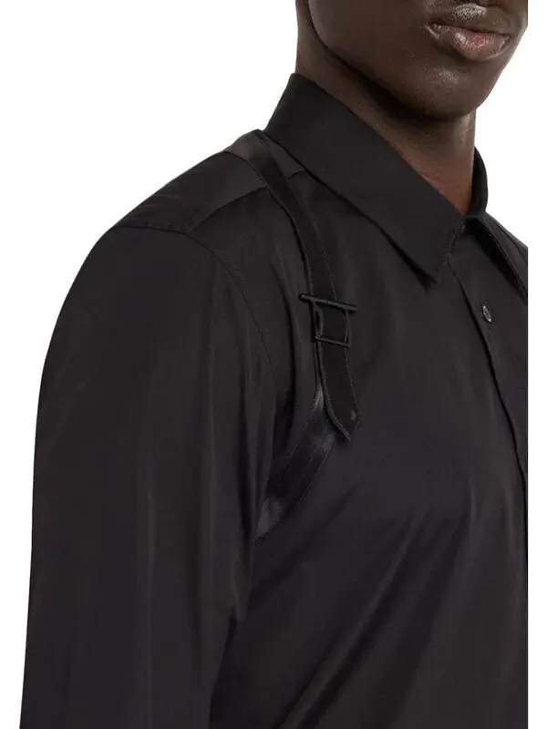 Alexander McQueen Apos;s Harness Cotton Satin-trim Sport Shirt - Black