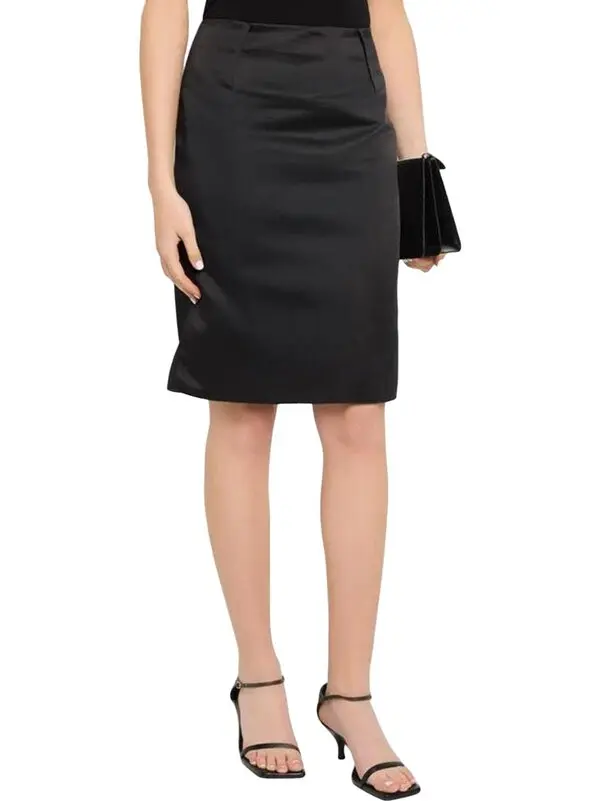TOTEME Duchess Satin Sheath Knee-length Skirt - Black