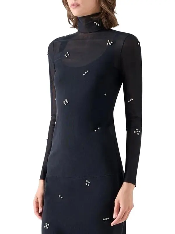 Akris Diamond Dice Dot Top - Black