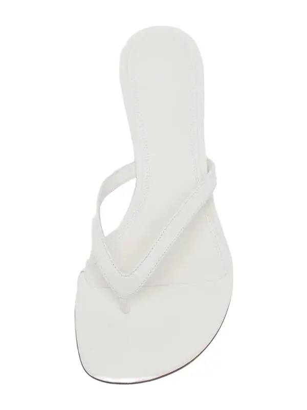 Amina Muaddi 45mm Juliette Leather Thong Sandals - White Napp