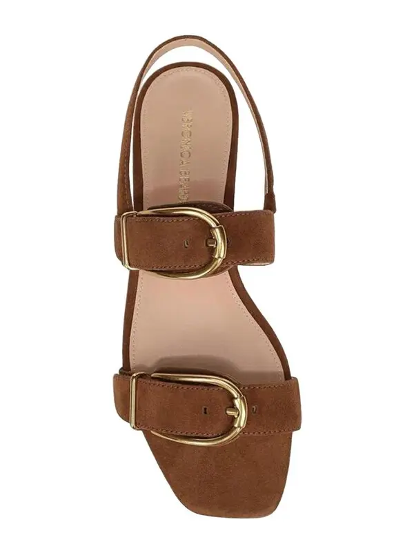 Veronica Beard Maglio Suede Flat Sandals - Chestnut