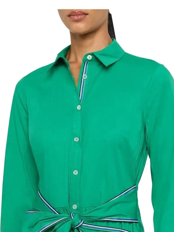 Shoshanna Hastings Striped-trim Midi Shirtdress - Spring Gre