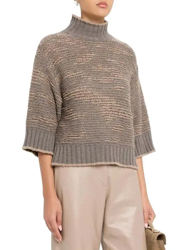Fabiana Filippi Turtleneck Sequin Knit Sweater - Falcon