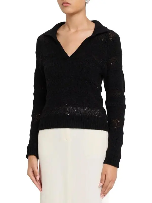 Fabiana Filippi Sequin Striped Knit Sweater - Nero