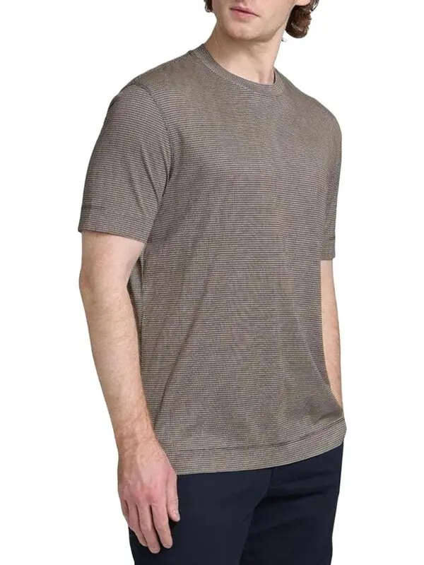Emporio Armani Apos;s Lyocell And Cotton Micro-pattern Crewneck T-shirt - Black
