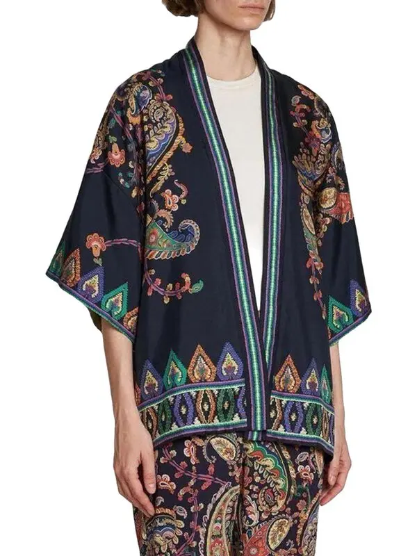 Etro Paisley Silk Open Jacket - Printed Bl