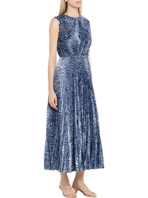 Ulla Johnson Malin Pleated Satin Midi Dress - Lapis