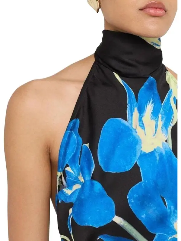 Misa Fiore Halter High-low Dress - Blue Orchi