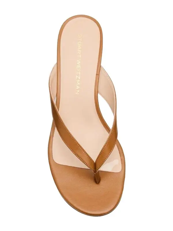 STUART WEITZMAN Rio Leather Kitten-heel Thong Sandals - Boho Tan