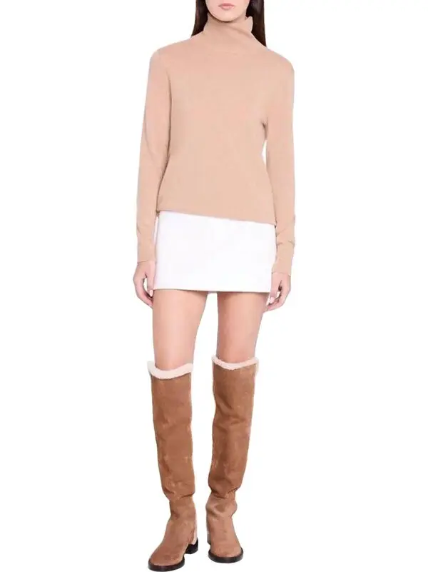 STUART WEITZMAN 5050 Cozy Gisele Shearling-trim Suede Tall Boots - Tstd Almnd