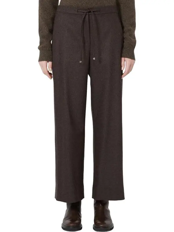 Max Mara Floria Wool Straight-leg Ankle Drawstring Pants - Brown
