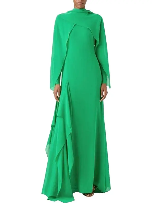 Akris Long Asymmetric Capelet Dress - Amazon Gre