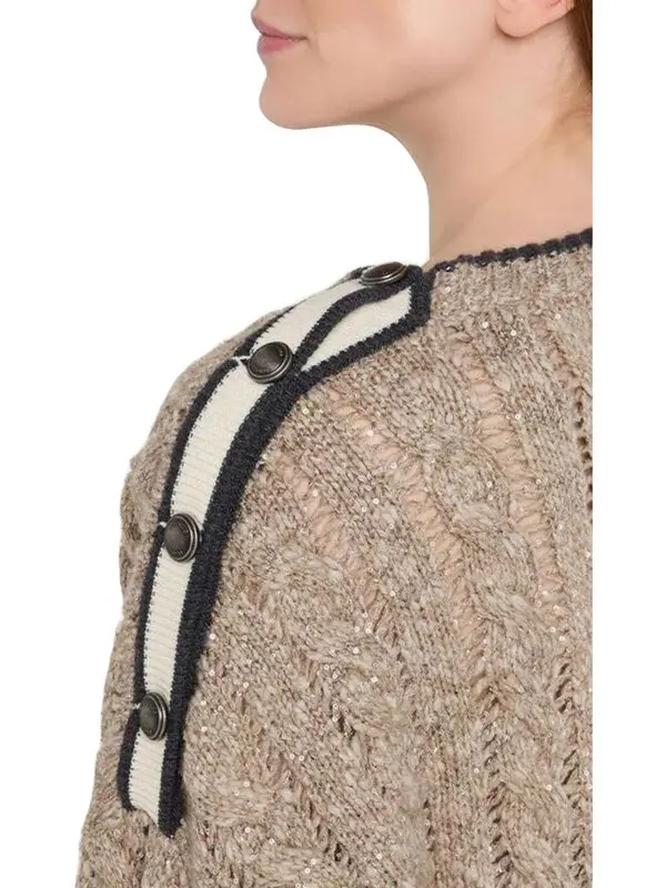 Brunello Cucinelli Sparkly Cable-knit Sweater - Beige