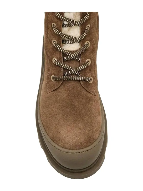 Moncler Vera High Suede And Shearling Lace-up Boots - Medium Bei