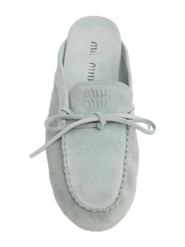 Miu Miu Sabot Suede Moccasin Mules - Linfa