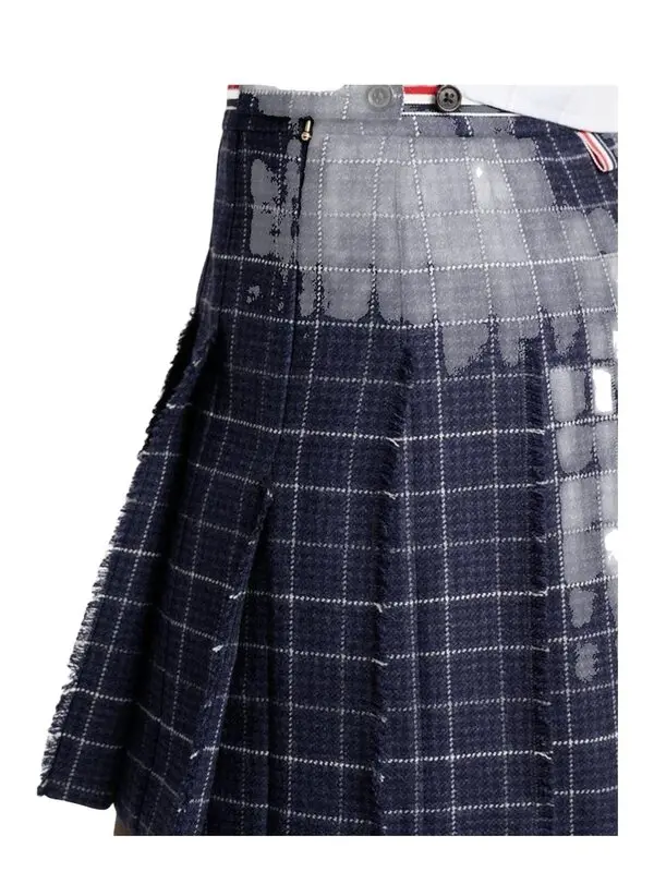 Thom Browne Windowpane Wool Mini Skirt - Navy