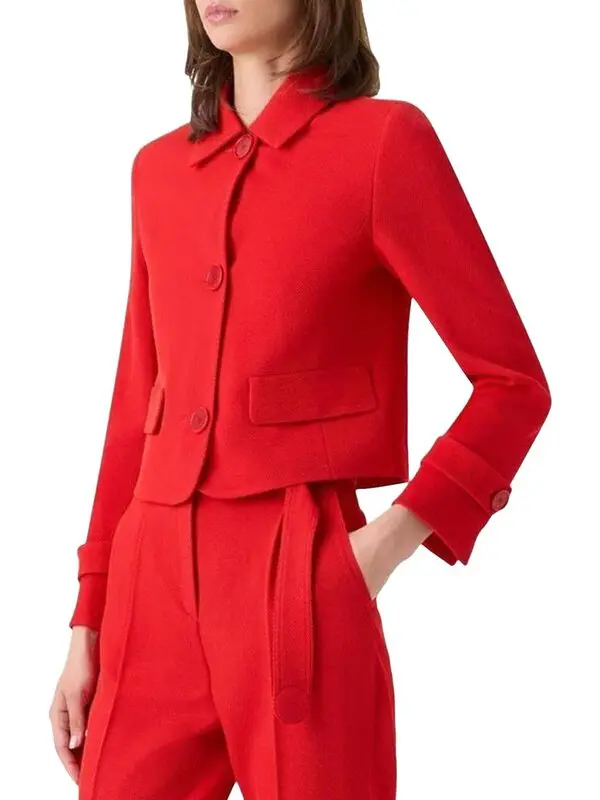 Akris Single-breasted Wool Tricotine Boxy Jacket - Red