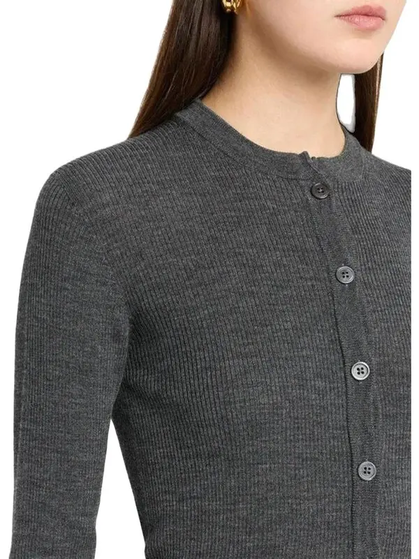Thom Browne Rib-knit Wool Cardigan - Medium Grey