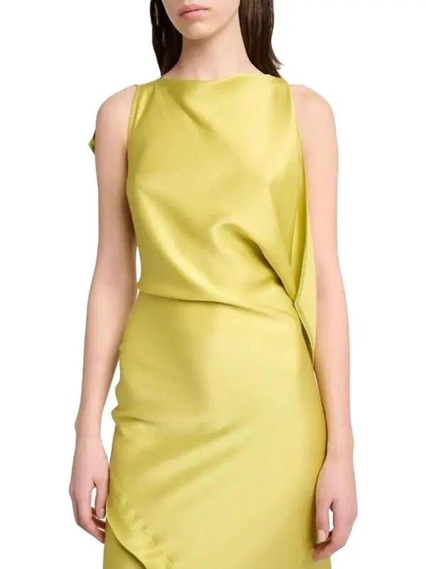 Victoria Beckham Sleeveless Draped Satin Gown - Chartreuse