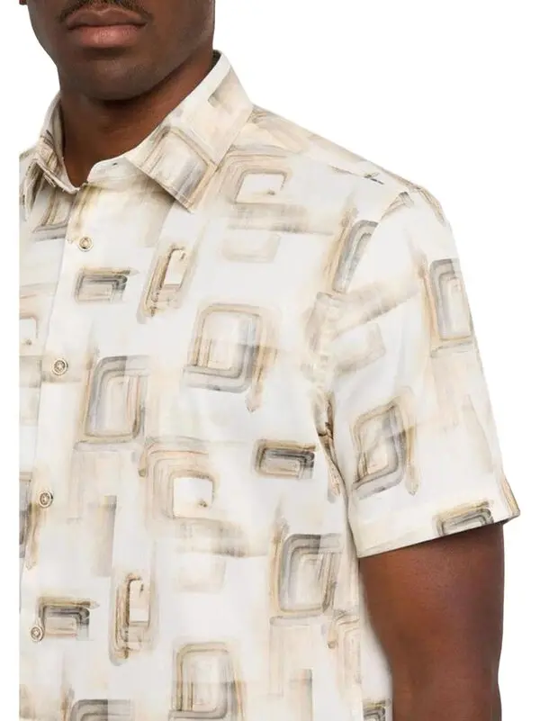 Bugatchi Apos;s Orson Watercolor Abstract Short-sleeve Shirt - Desert