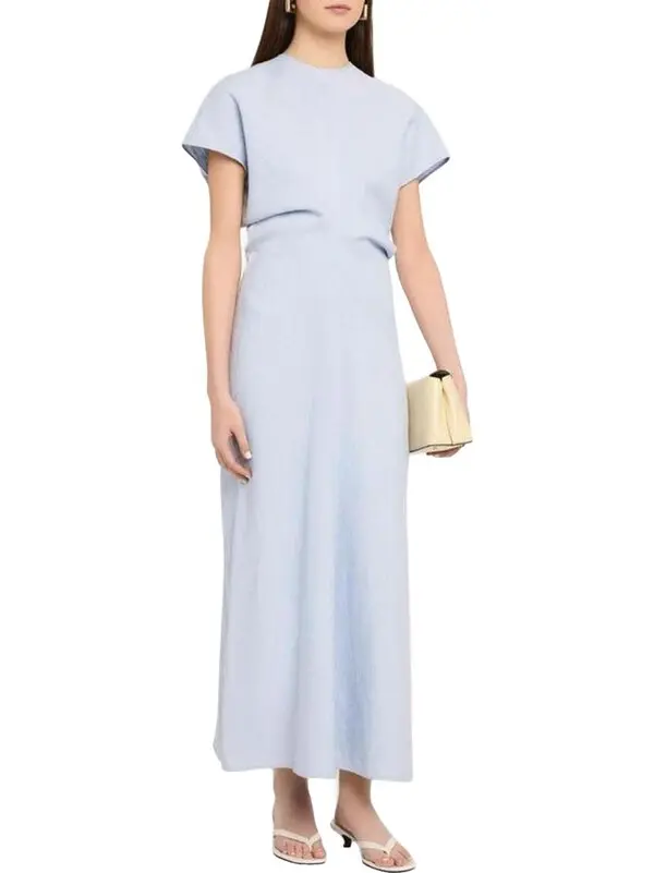TOTEME Slouch Waist Short-sleeve Ankle Dress - Sky