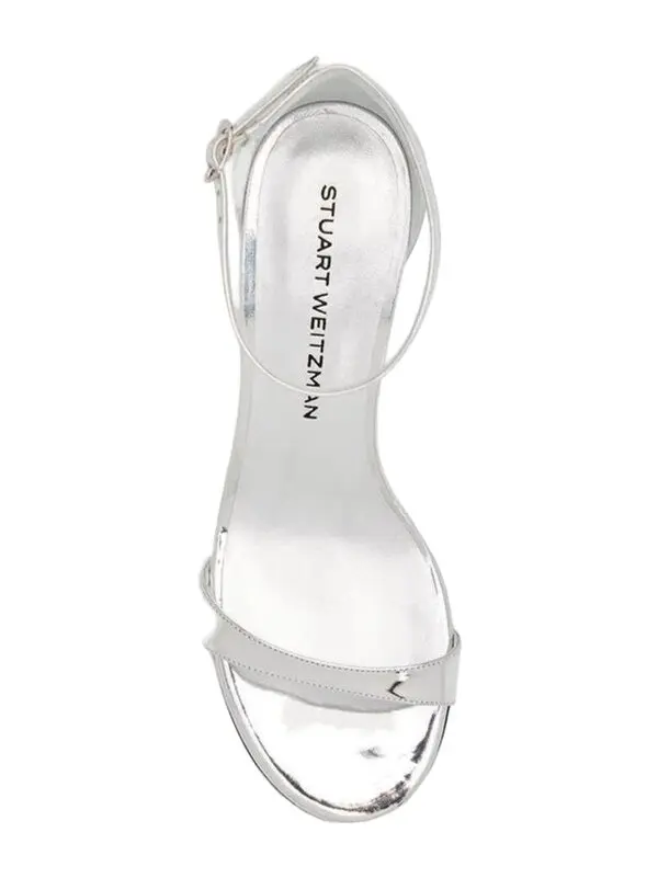 STUART WEITZMAN 75mm Nudist Ii Metallic Leather Ankle-strap Sandals - Silver