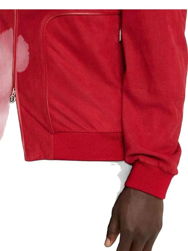 Stefano Ricci Apos;s Perforated Suede Zip-pocket Blouson - Red
