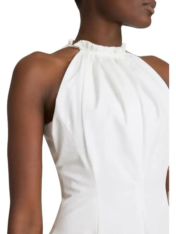Balmain Cotton Poplin Halter Mini Dress - Blanc
