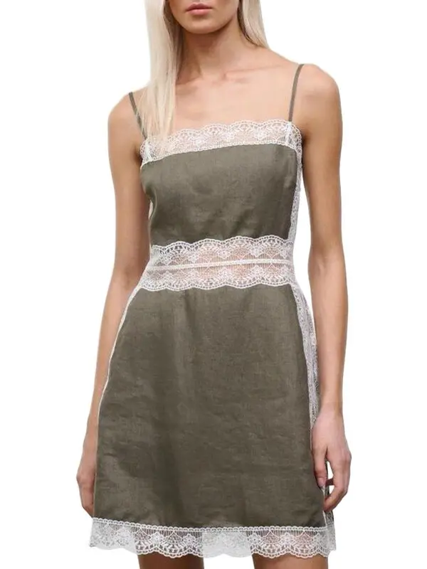 Staud Amalina Linen Mini Dress - Thyme